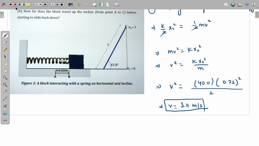 SOLVED: A block of mass m = 2 kg is released from rest On an inclined surface, which has an ...