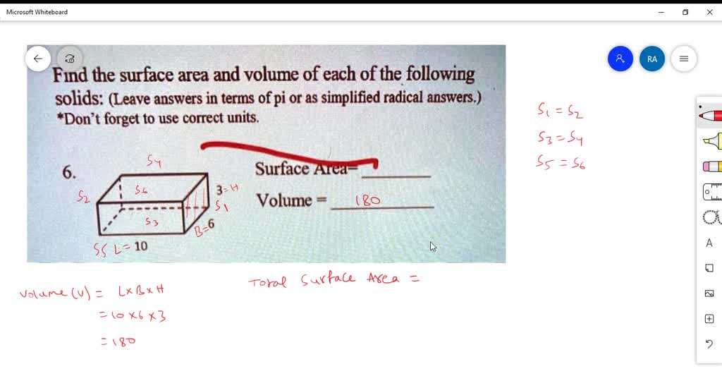 SOLVED: Find the surface area and volume of the following solids: 21. a. Four faces are ...