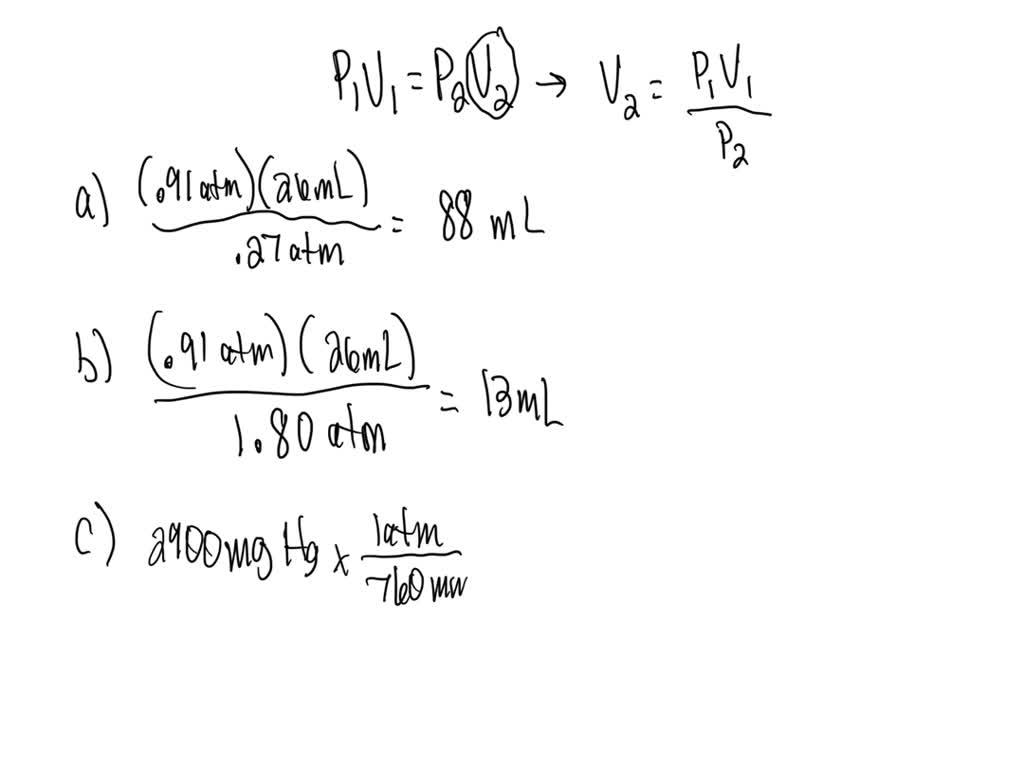 SOLVED: A sample of methane (CH4) has a volume of 26 mL at a pressure of 0.91 atm . What is the ...