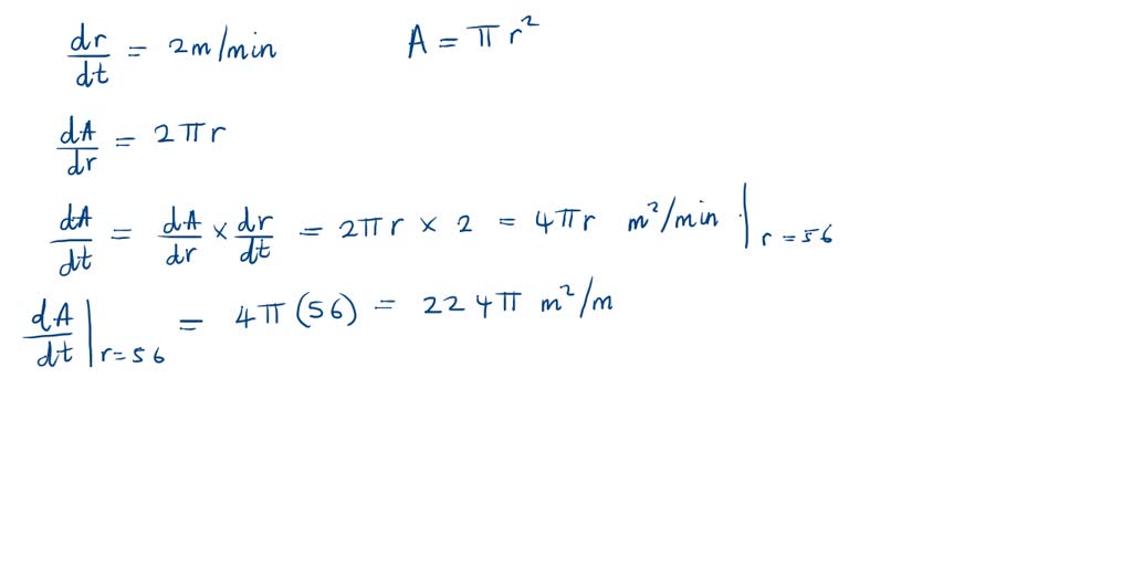 SOLVED: The radius of a circular oil slick expands at a rate of 2 mlmin ...