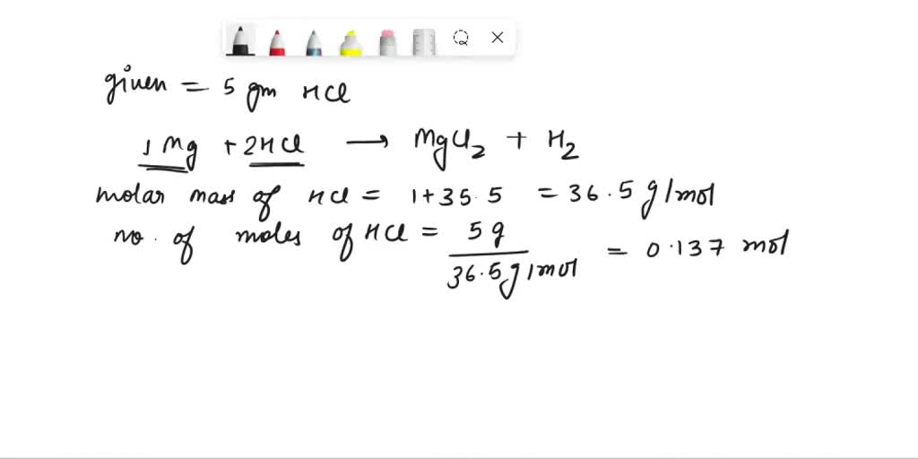 SOLVED: Texts: We wish to determine the mass of Mg required to react completely with 250 mL of 1 ...
