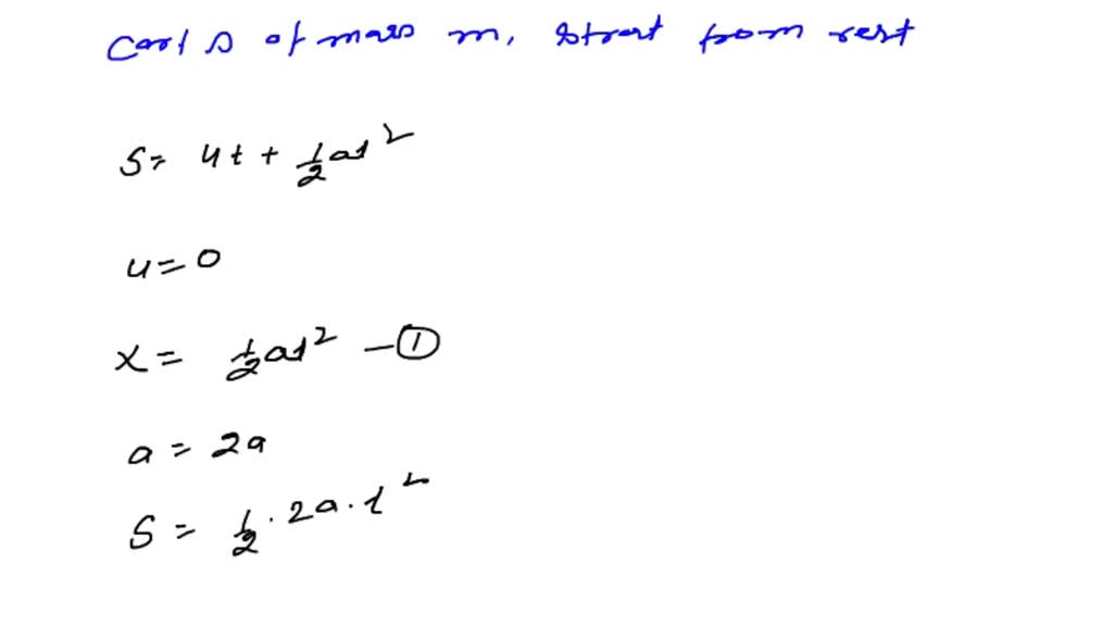 SOLVED: Cart A; of mass m; starts from rest and travels in a straight ...