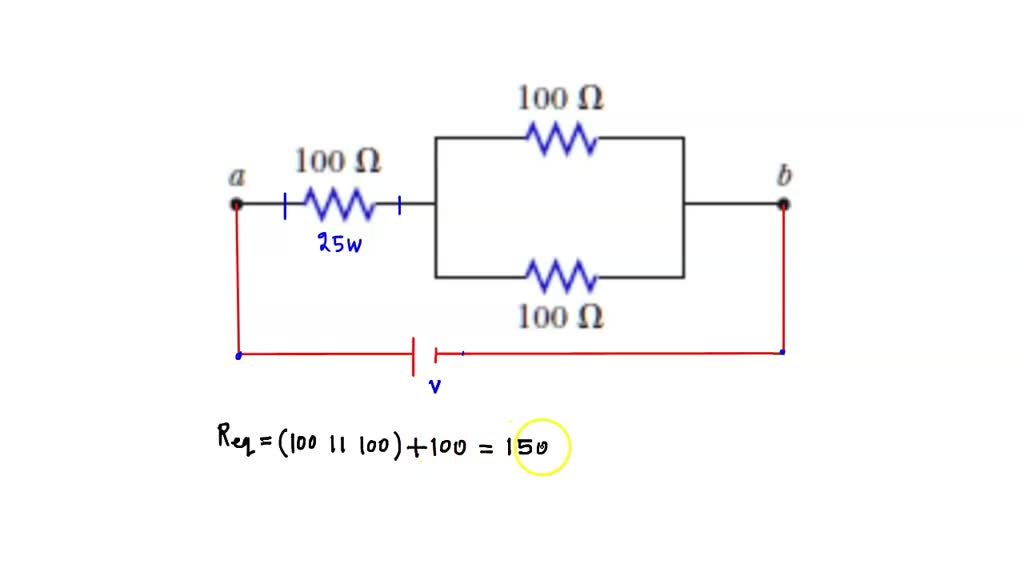SOLVED: Three 100 resistors are connected as shown in Figure: The maximum power that can safely ...