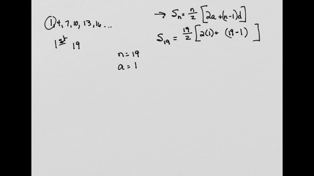 SOLVED For The Arithmetic Sequence Beginning With The Terms 1 4 7