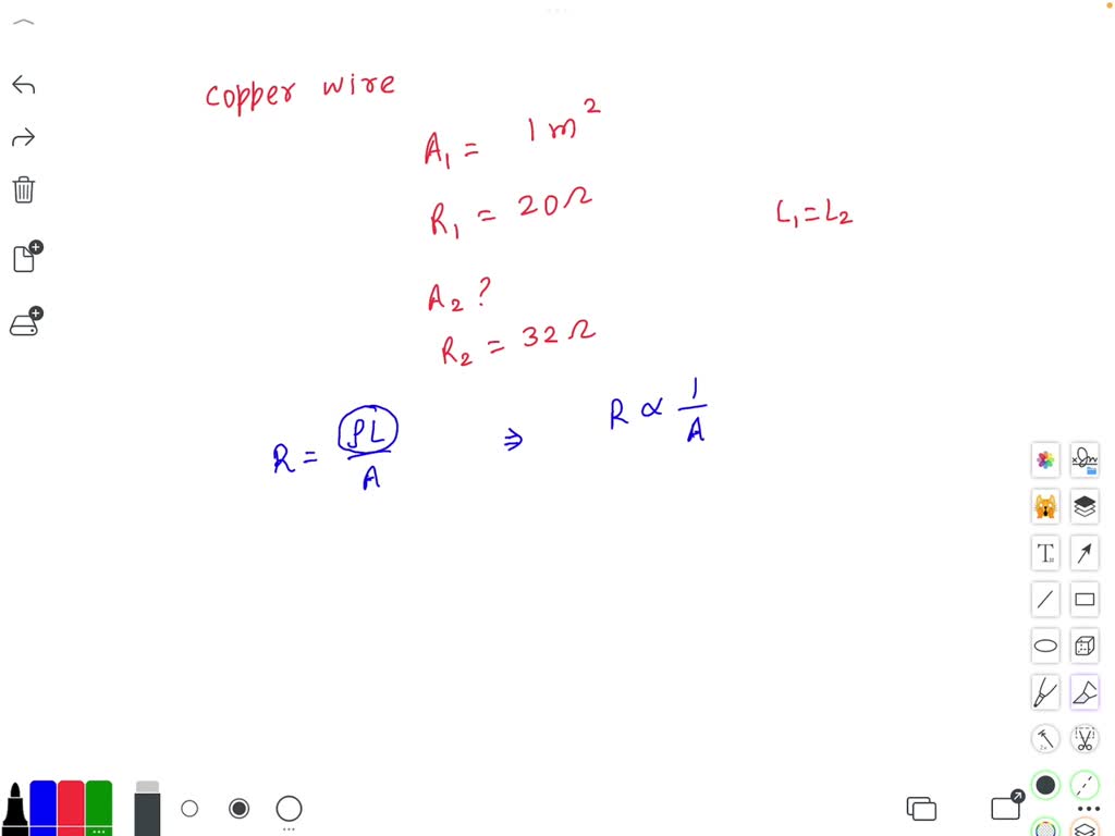 SOLVED: A copper wire of a cross-sectional area of 1m * m ^ 2 has a resistance of 20. Calculate ...