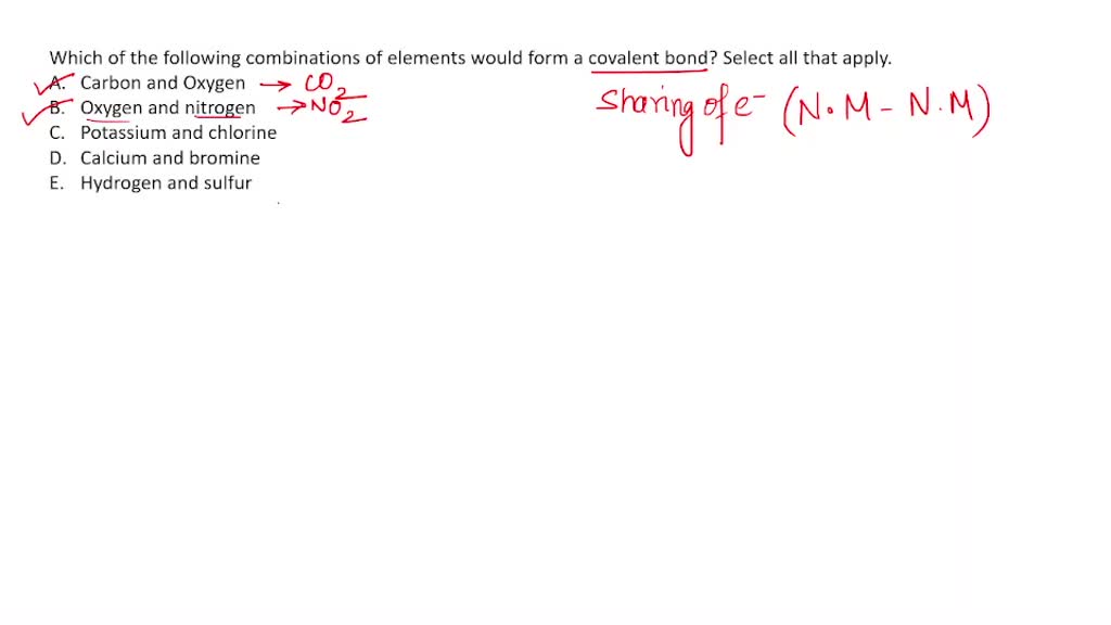 SOLVED: Which of the following combinations of elements would form ...