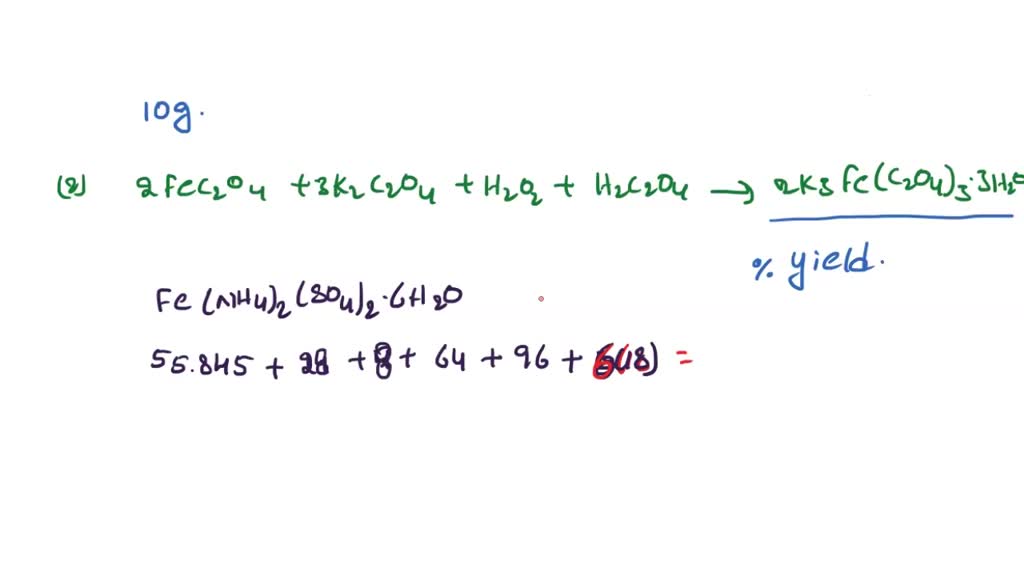 What is the theoretical yield (in grams) of the final product, K3Fe(C2O4)3Â·3H2O, when 10.00 g ...