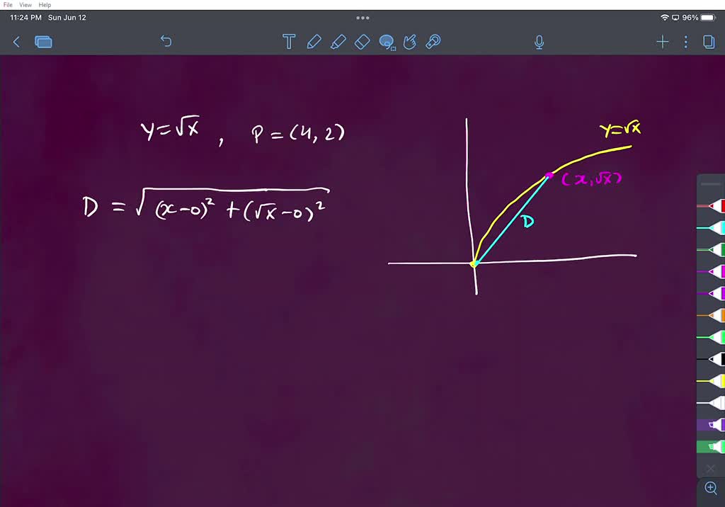 SOLVED: A particle is moving along the curve y=√(x) . As the particle passes through the point ...