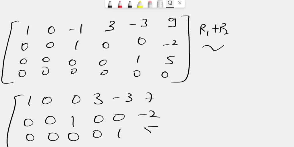 SOLVED: Describe all solutions of Ax=0 in parametric vector form,where ...