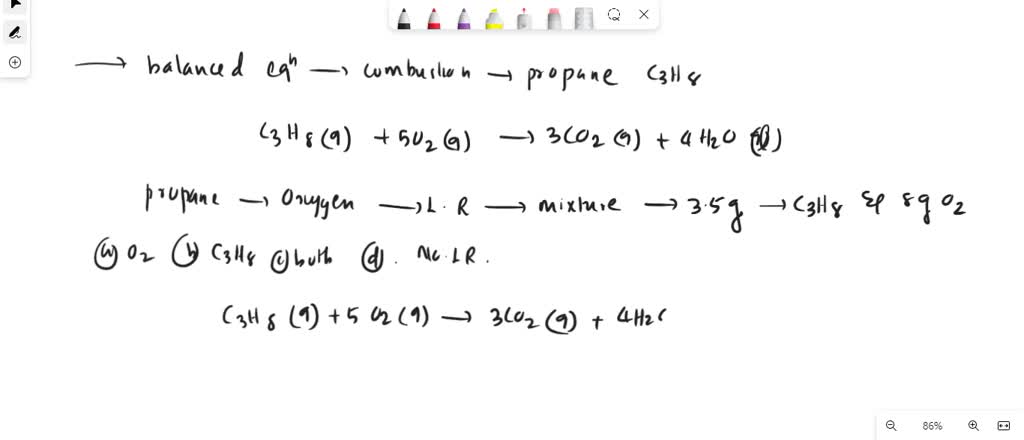 SOLVED: Consider the balanced equation for the combustion of propane ...