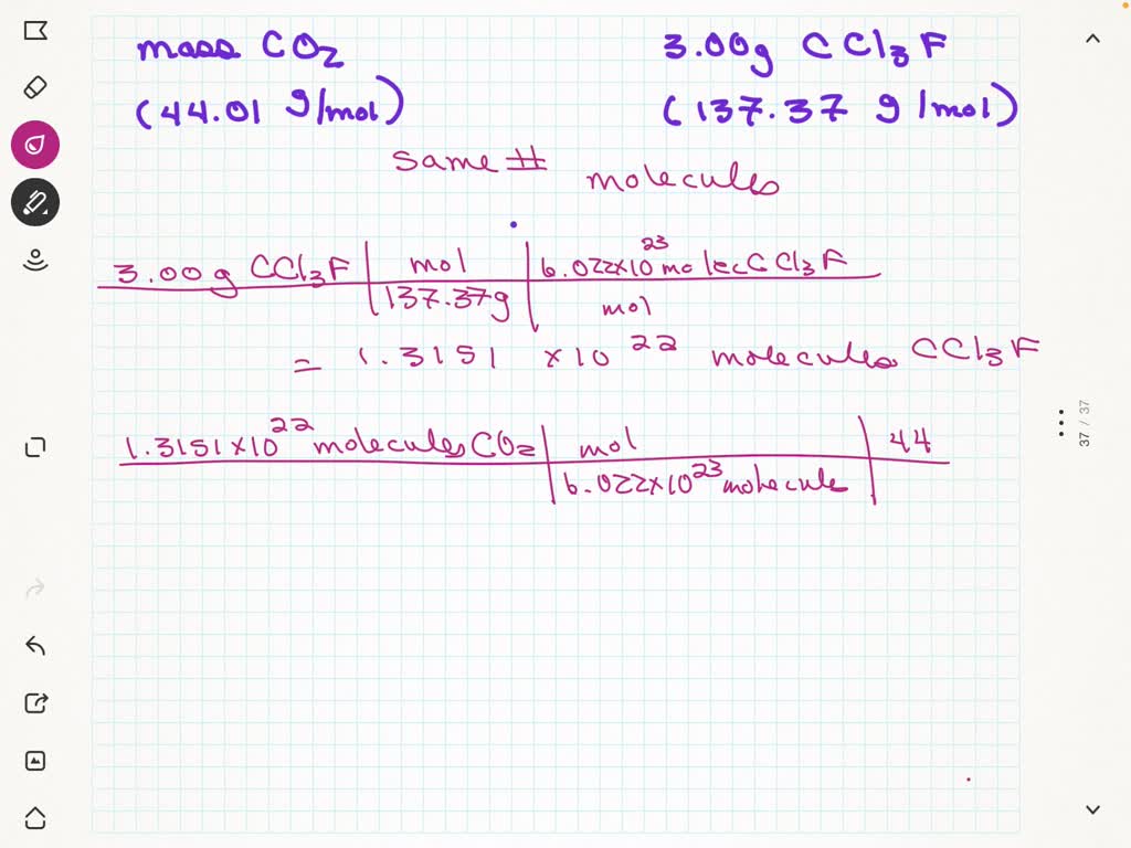 SOLVED: What mass of carbon dioxide, C O 2 , contains the same number ...