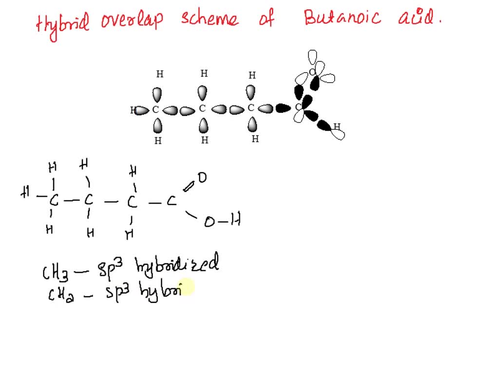 SOLVED: 6 . 8 points) The structure of butanoic acid is shown here ...