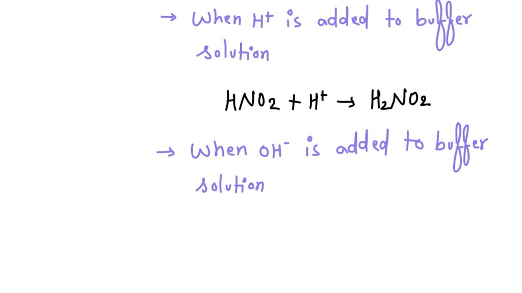 SOLVED: A buffer is made with HNO2 and NaNO2. Write a chemical equation showing what happens ...