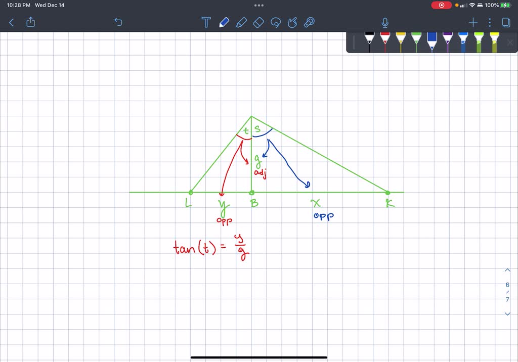 SOLVED: The top of a tree makes angles s and t with Points K and L on ...