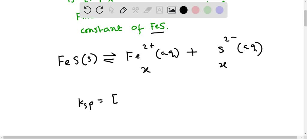SOLVED:The solubility of FeS in water is 6.1 x10-10M. Determine the ...