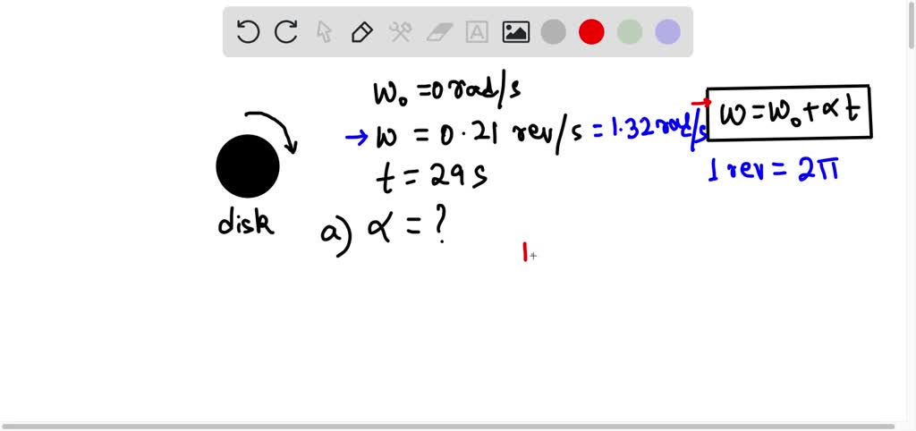 SOLVED: Increases angular speed to 0.21 rev/s in 29 seconds. The disk starts from rest and ...