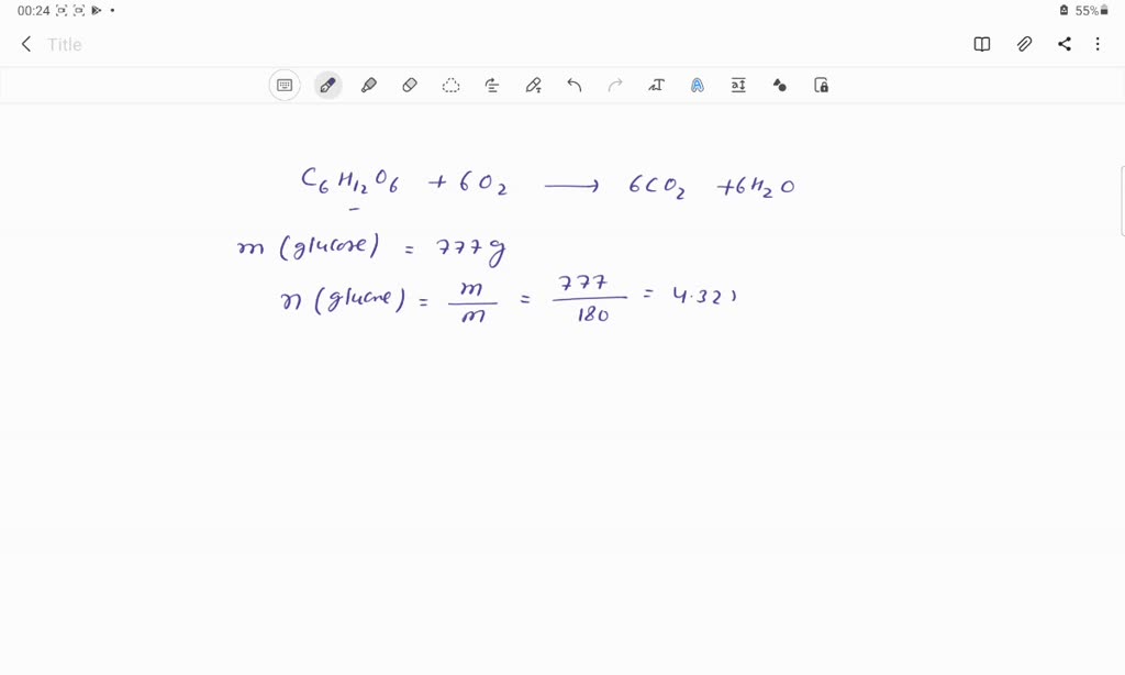 SOLVED: onsider the oxidation reaction for glucose with oxygen (C6H12O6 ...