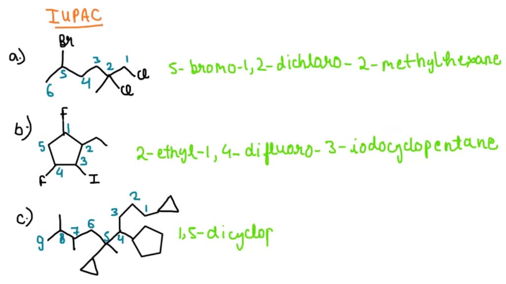 SOLVED: Provide the IUPAC name for each line-angle structure below. (6 pts 2 ea.) Draw line ...