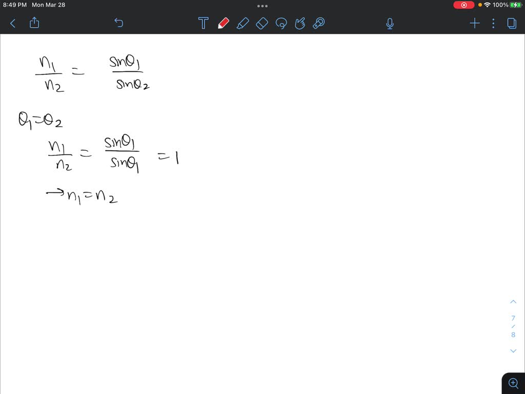 SOLVED: 'Light goes from material having a refractive index of n1 into material with refractive ...