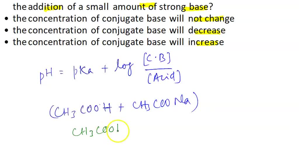 SOLVED: A buffer contains equal amounts of a weak acid and conjugate base and has a pH of 5.25 ...