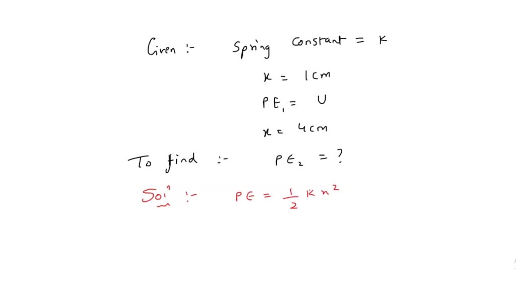 SOLVED: A spring with spring constant k when stretched through 1 cm ...