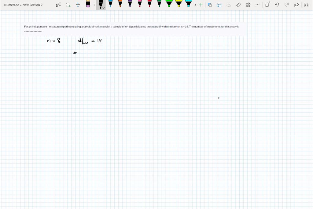 SOLVED: A repeated-measures analysis of variance with a sample of n = 8 ...
