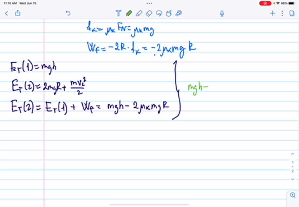 SOLVED: A mass m slides down a frictionless ramp and approaches a frictionless loop with radius ...