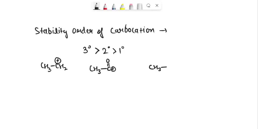 Carbocation which is most stable A. CH3CH2^+ B. CH3^+ C. C6H5CH2^+ D ...