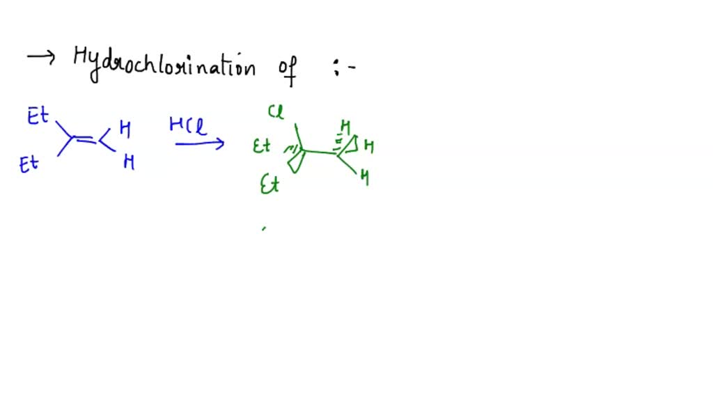 Given the overall hydrochlorination below, match the MAJOR PRODUCT and ...