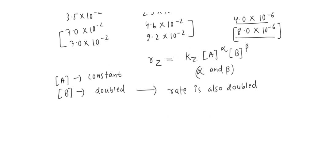 SOLVED: A reaction obeys the stoichiometric equation 2B - 3Z. The rate ...