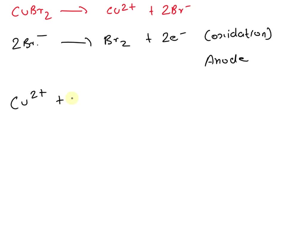 SOLVED: Consider the electrolysis of copper (II) bromide in aqueous ... SOLVED: Consider the electrolysis of copper (II) bromide in aqueous ...