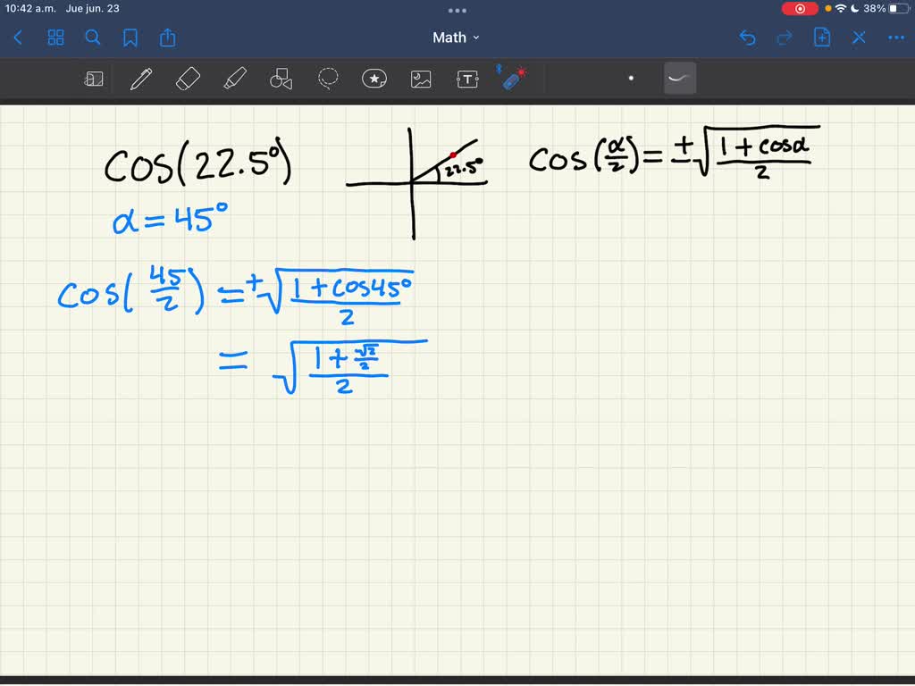 SOLVED: Student Functions fInterlace/Acellus Nine 1875271230 Half-Angle ...