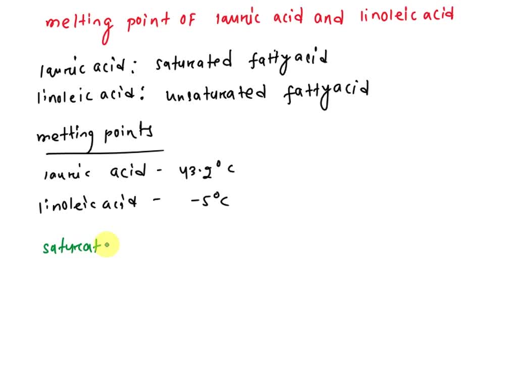 SOLVED: 6. Which fatty acid has a higher melting point: lauric acid or ...