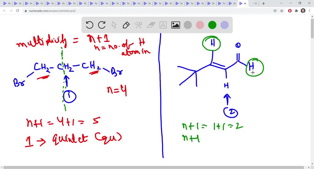 SOLVED: 10 Predict the splitting pattern (singlet = , doublet = d ...