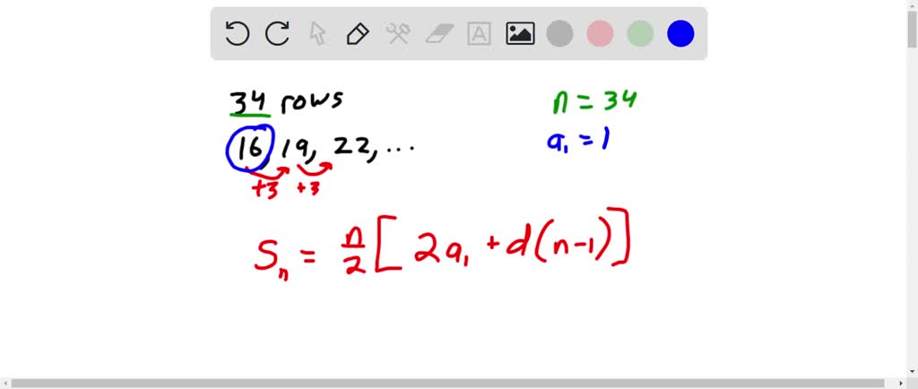 SOLVED: The numbers of seats in the first 16 rows in a curved section ...