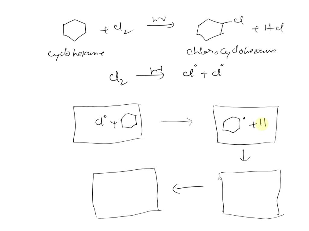 SOLVED: Construct mechanism for the light-initiated reaction of cyclohexane with chlorine to ...
