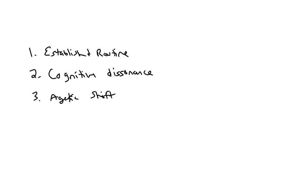 SOLVED: Discuss how the established routine, cognitive dissonance, and ...