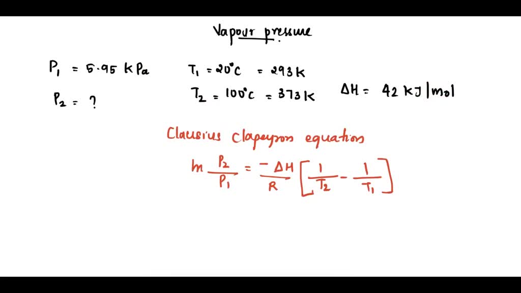 SOLVED: A10 Ethanol, CH3CH2OH, has a vapor pressure of 5.95 kPa at 20 Â°C and an enthalpy change ...
