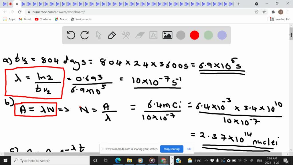 SOLVED The Half life Of 131 I Is 8 04 Days a Calculate The Decay