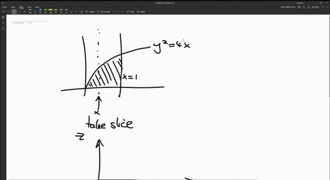 Find the volume the base of the solid is the region bounded...