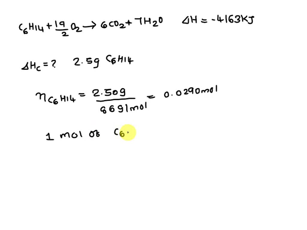 SOLVED: The thermochemical equation for the combustion of hexane is ...