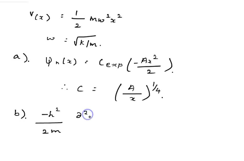 SOLVED: The 1D time-independent Schrodinger equation is h2 d21 + Vw ...