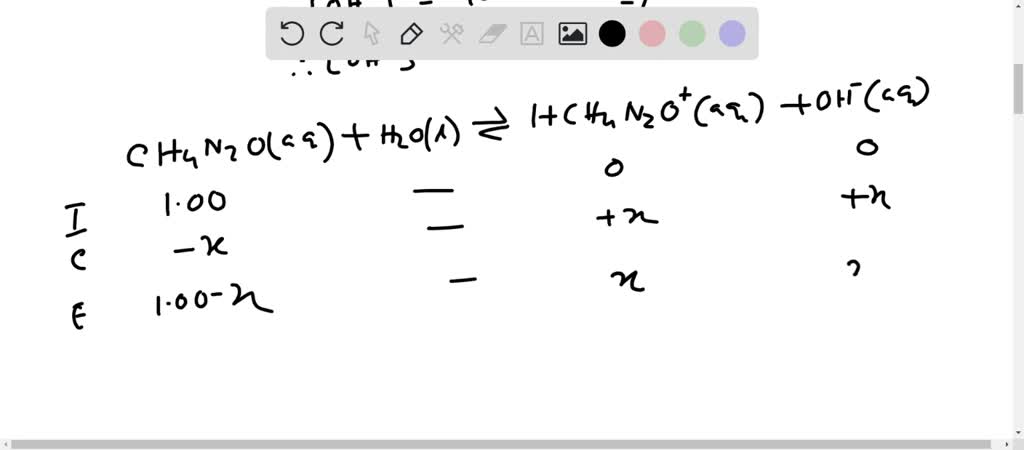 SOLVED: 103. The pH of 1.00 M solution of urea, a weak organic base. is ...