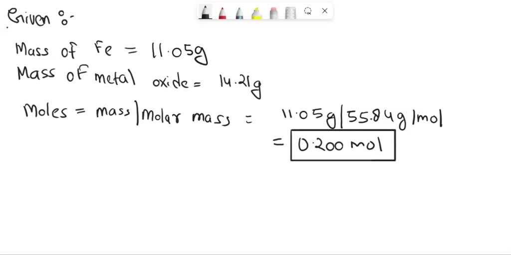 SOLVED: A 11.05 gram sample of iron is heated in the presence of excess ...