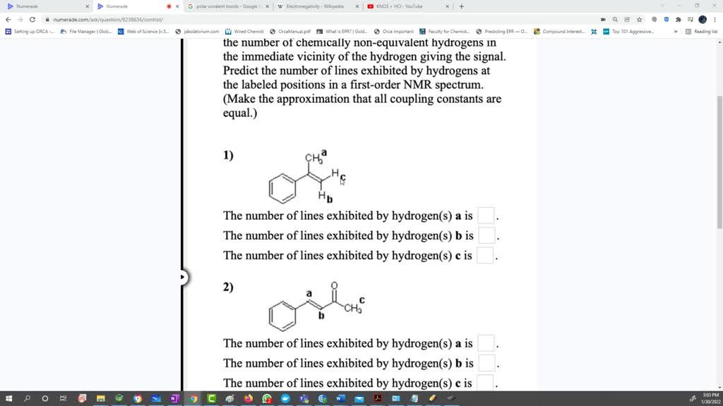 SOLVED: Splitting of a signal in 3 protcn M spectrum tells u: the ...