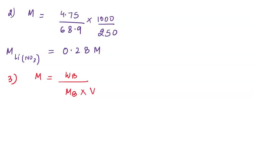 SOLVED: ( Work shown) 1. How many moles of sodium chloride are in 25.0 mL of 6.25 M NaCl? 2 ...