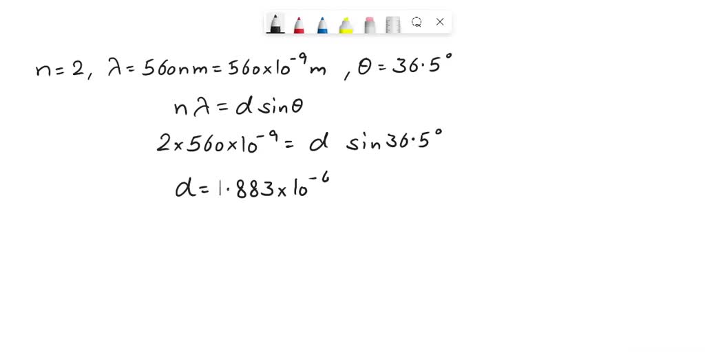 SOLVED: Light of wavelength 560 nm illuminates a diffraction grating ...