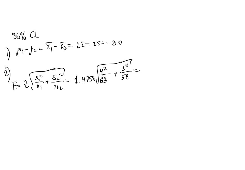 SOLVED: Two samples are taken with the following sample means, sizes ...
