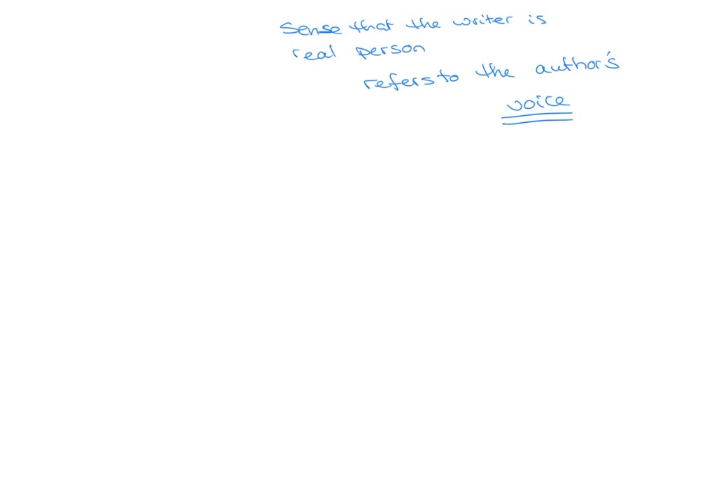 SOLVED: A sense that the writer is a real person. Question 81 options ...