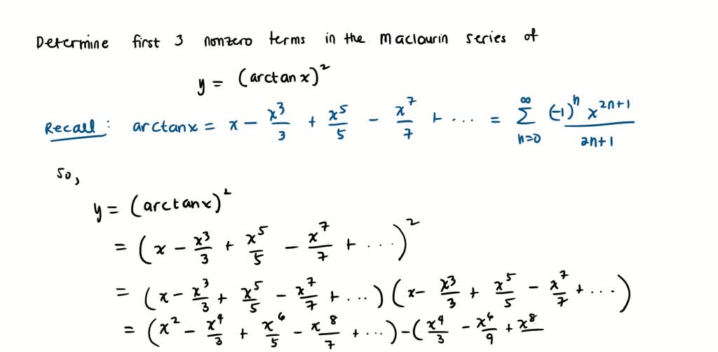 SOLVED: (2) Use the power series for arctan(r) to approximate the value ...